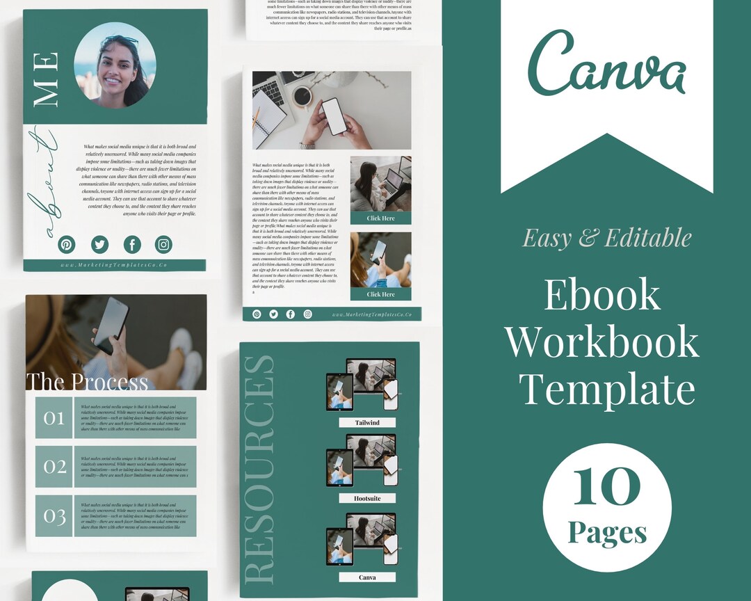 Canva Ebook Template | Editable Workbook Template | Course Workbook ...
