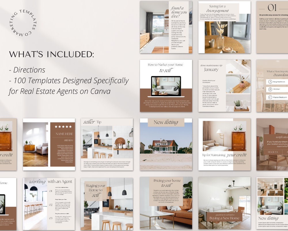 Aesthetic Real Estate Agent Social Media Templates Real - Etsy
