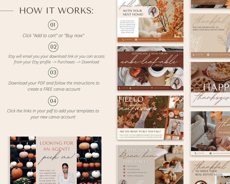 Fall Real Estate Agent Postcards Autumn Real Estate - Etsy