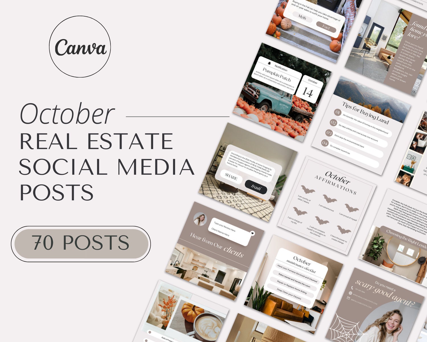 October Real Estate Agent Social Media Posts Real Estate - Etsy