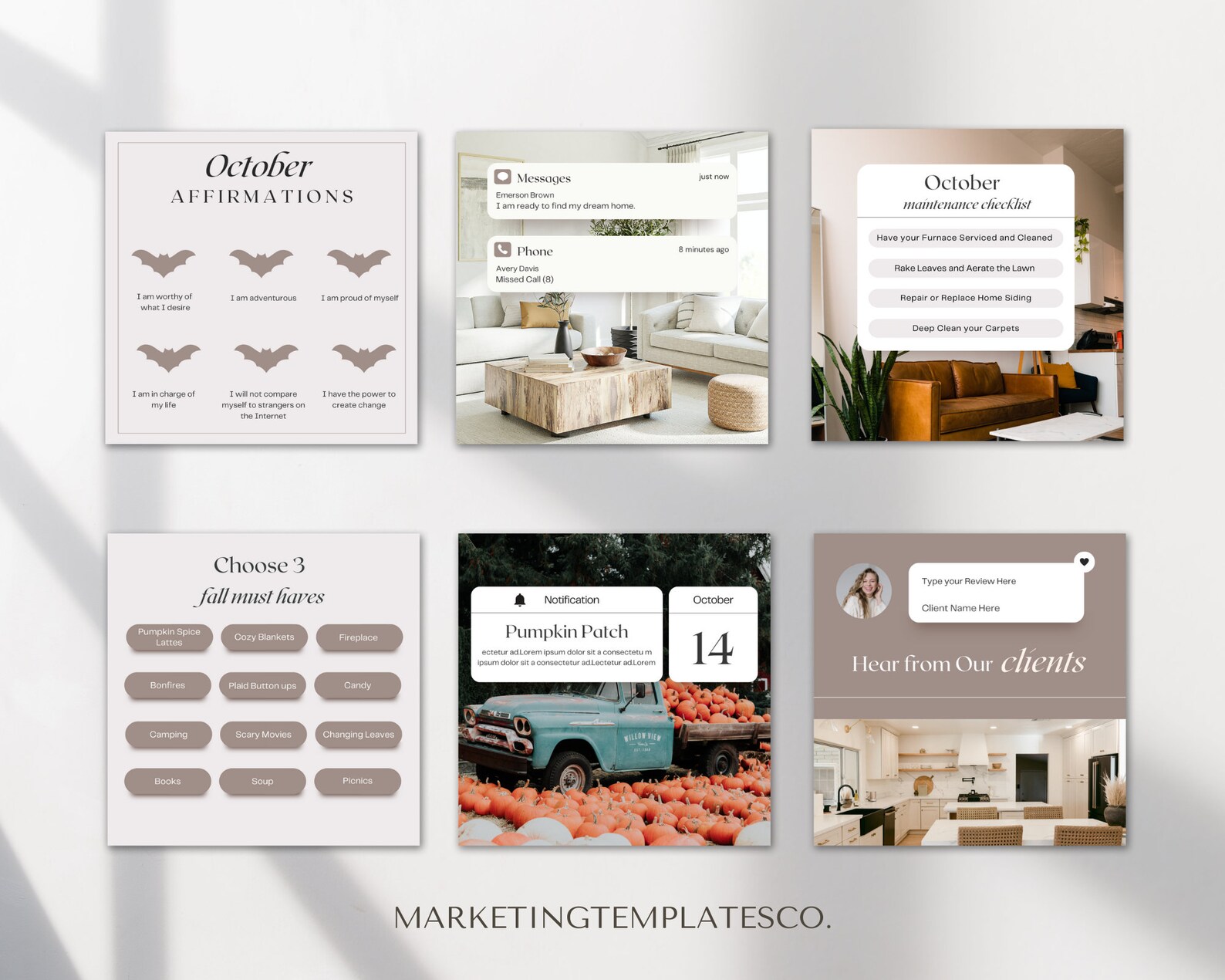 October Real Estate Agent Social Media Posts With Captions - Etsy