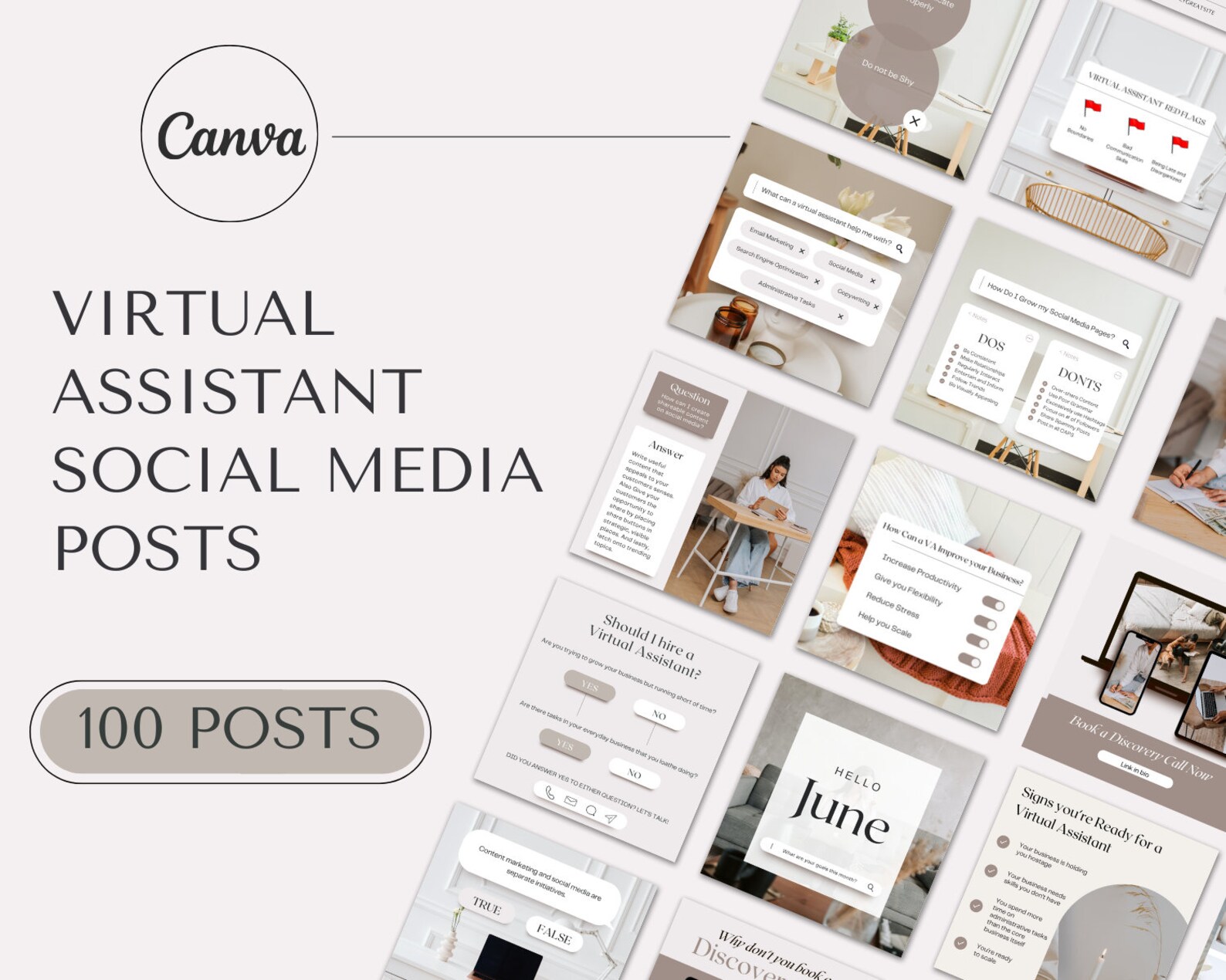 Virtual Assistant Instagram Posts Bundle Social Media - Etsy