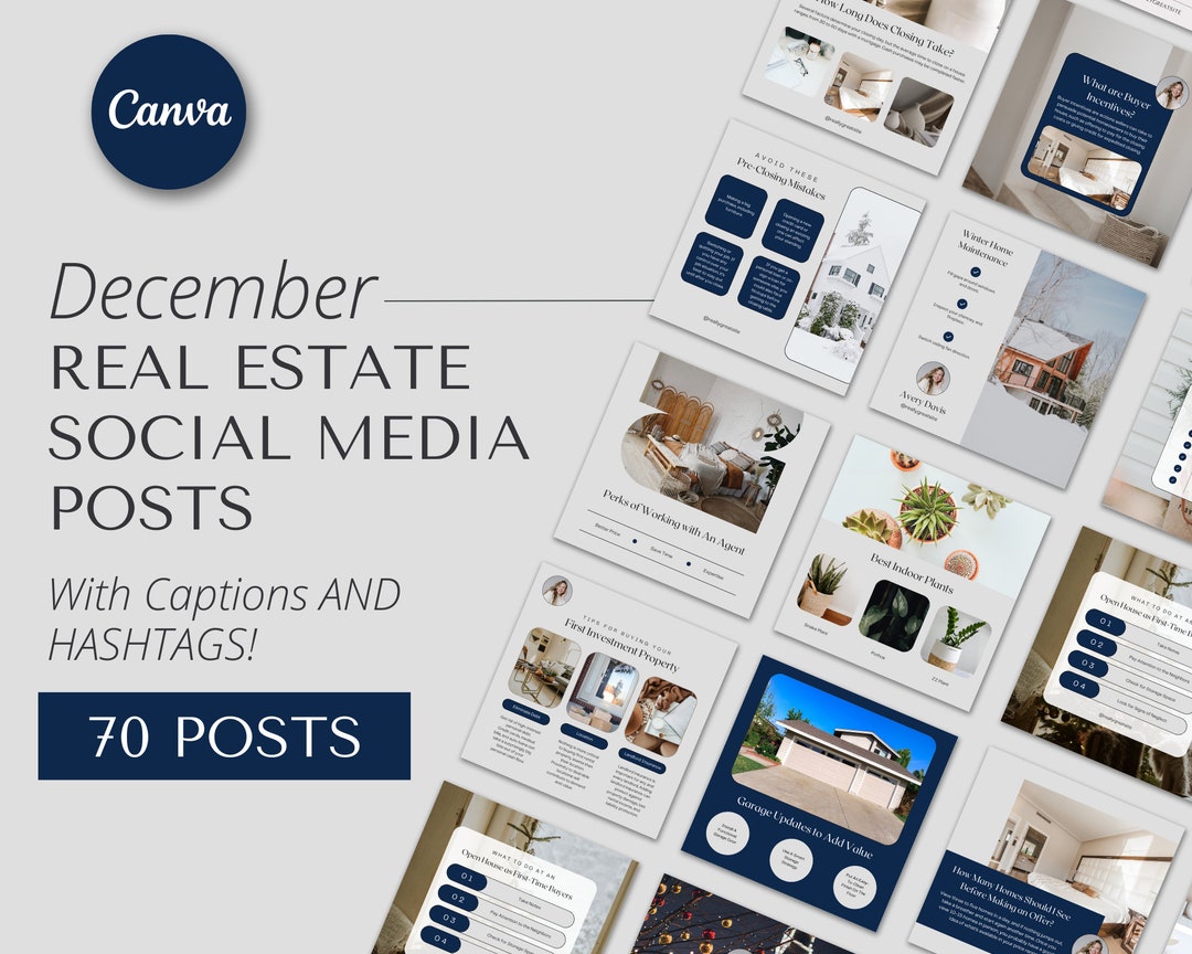 Navy December Real Estate Agent Social Media Posts With Captions Real ...