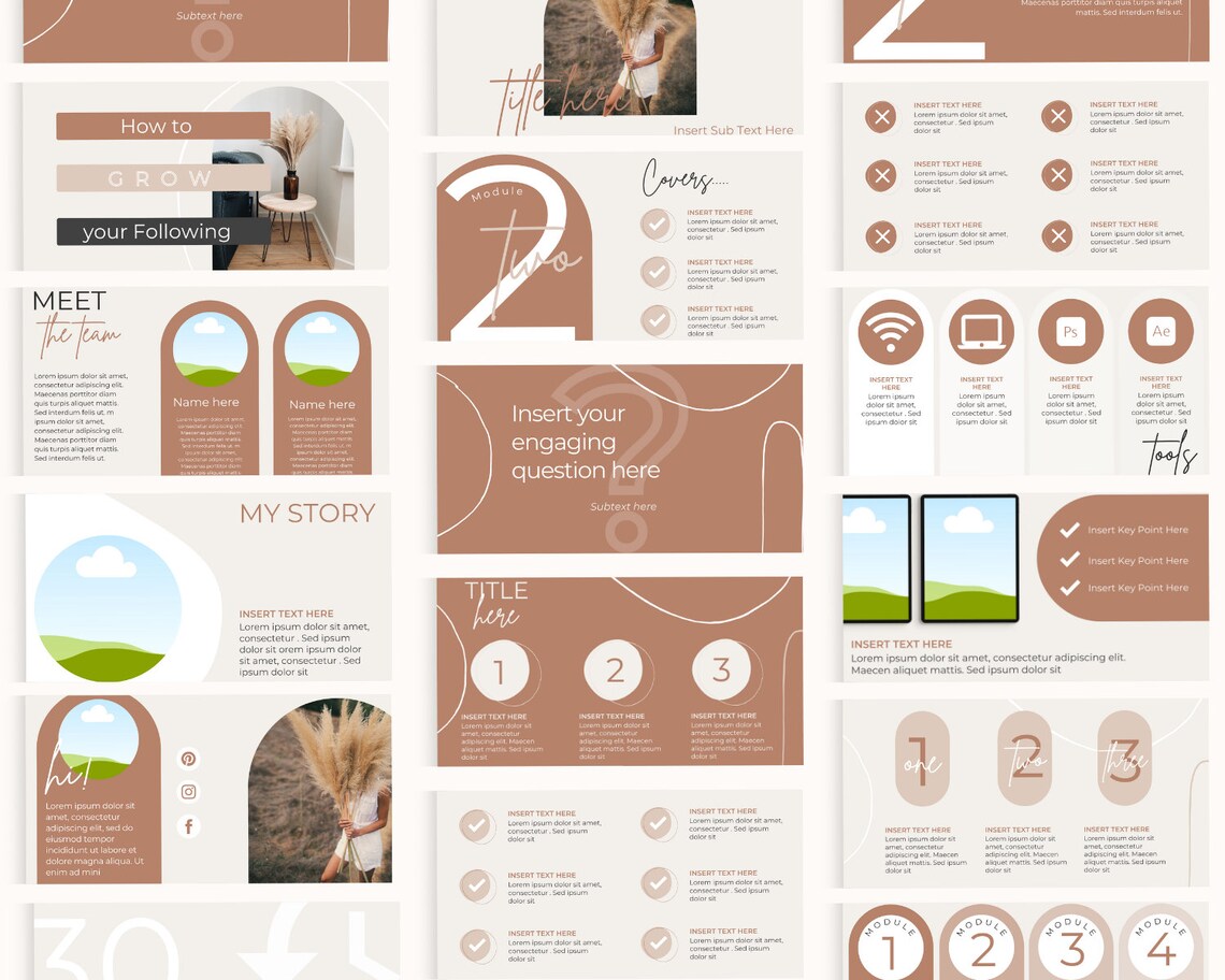 Boho Slide Deck Templates Course Creator Templates | Etsy