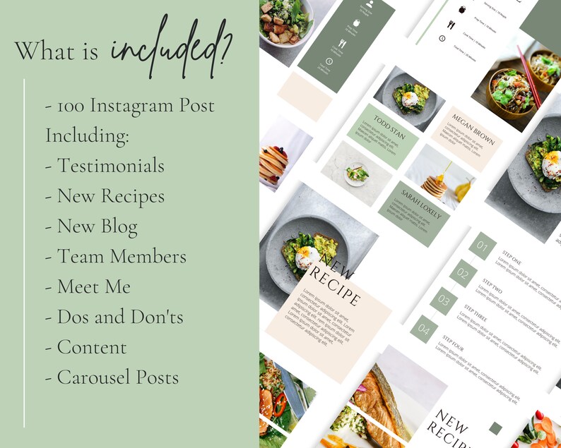 Food Blog Social Media Posts Recipe Ebook Branding - Etsy