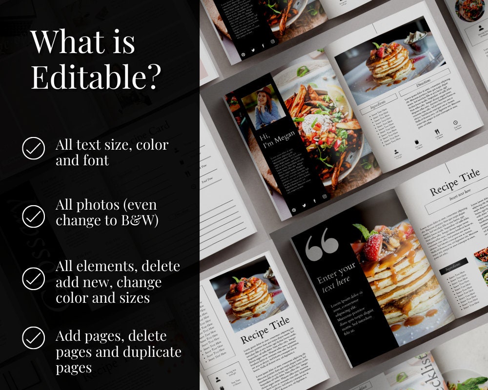 Recipe Book Template Recipe Ebook Editable Cookbook | Etsy