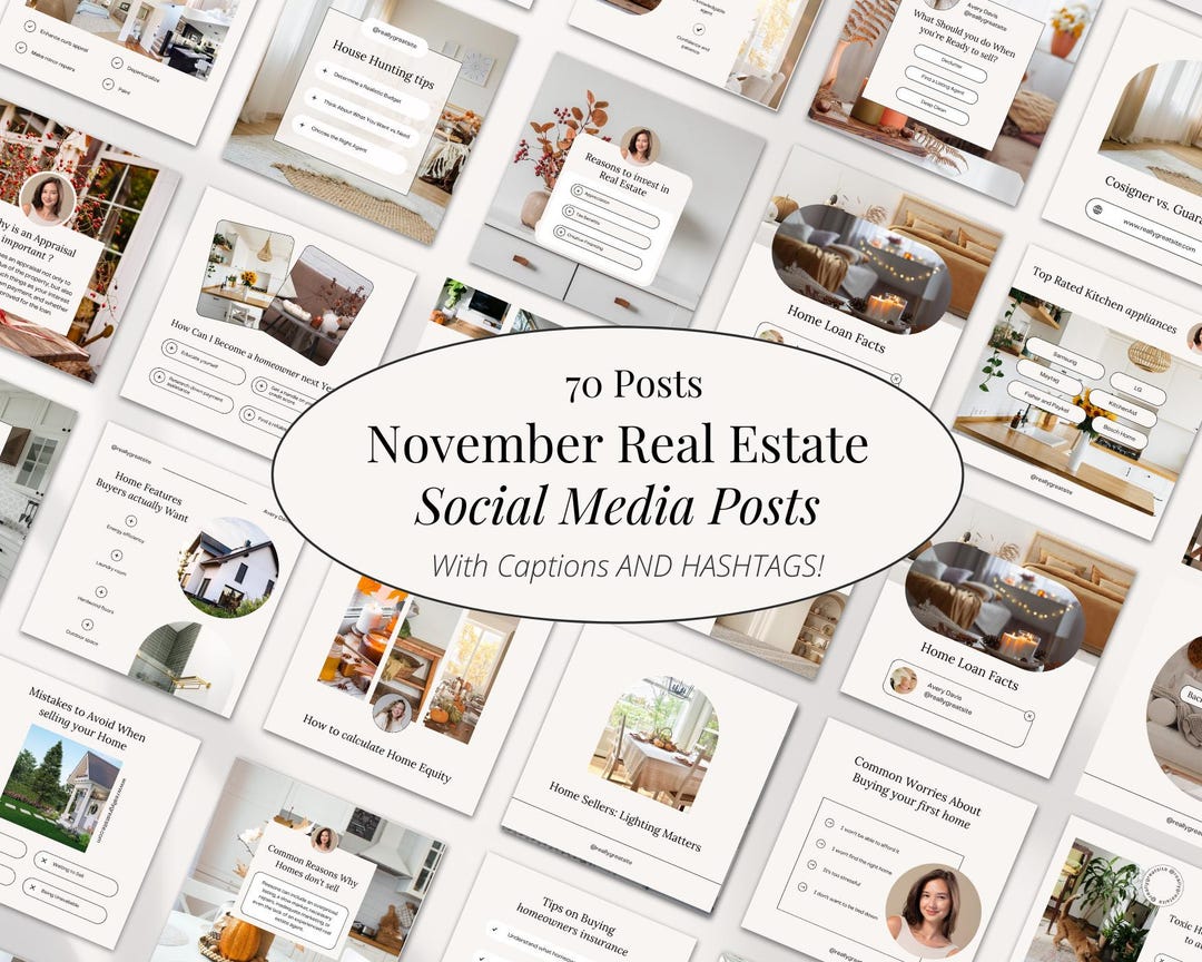 2024 November Real Estate Agent Social Media Posts With Captions | Real ...