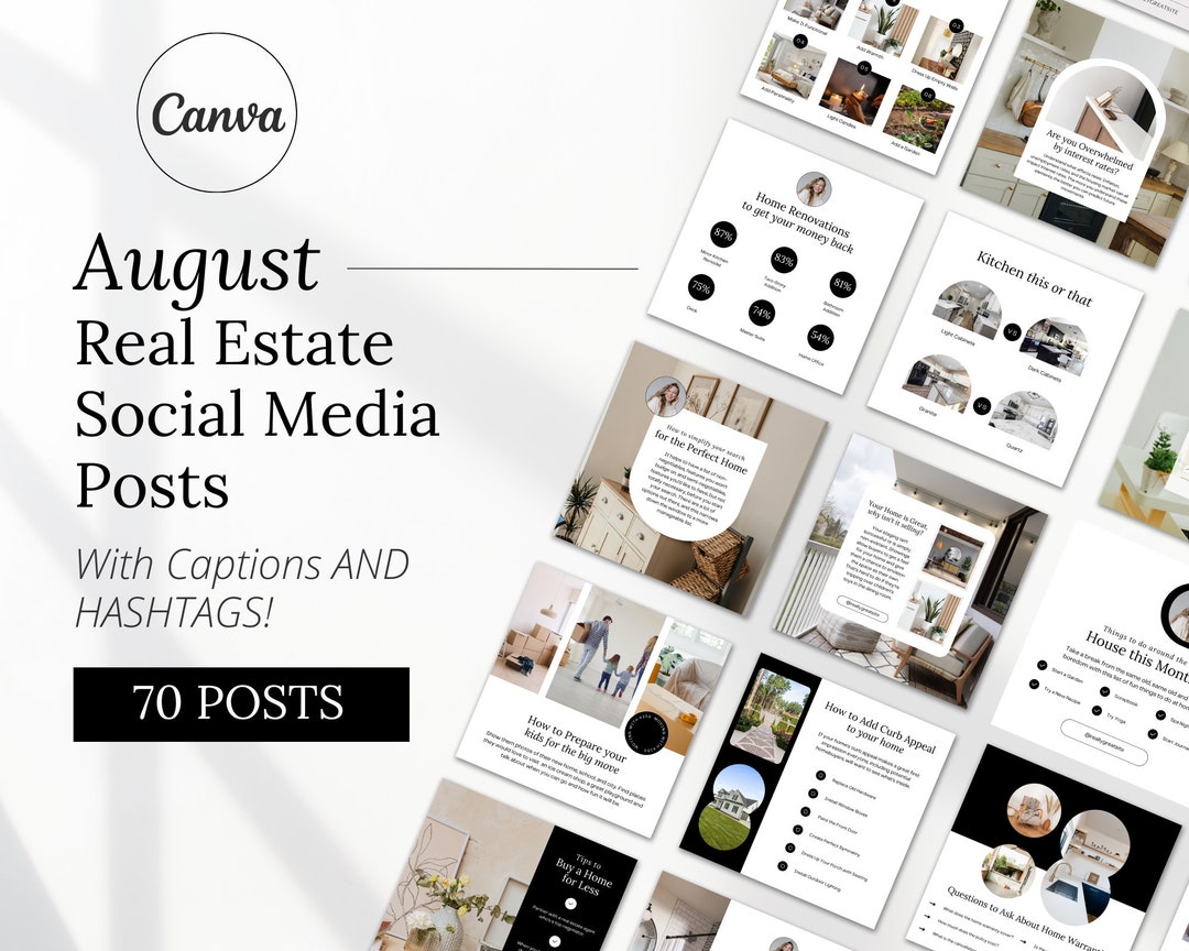 August Real Estate Agent Social Media Posts With Captions | Real Estate ...