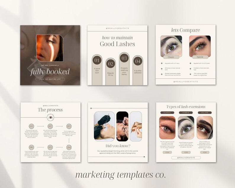 Lash Tech Instagram Post Templates Beauty Social Media Posts - Etsy