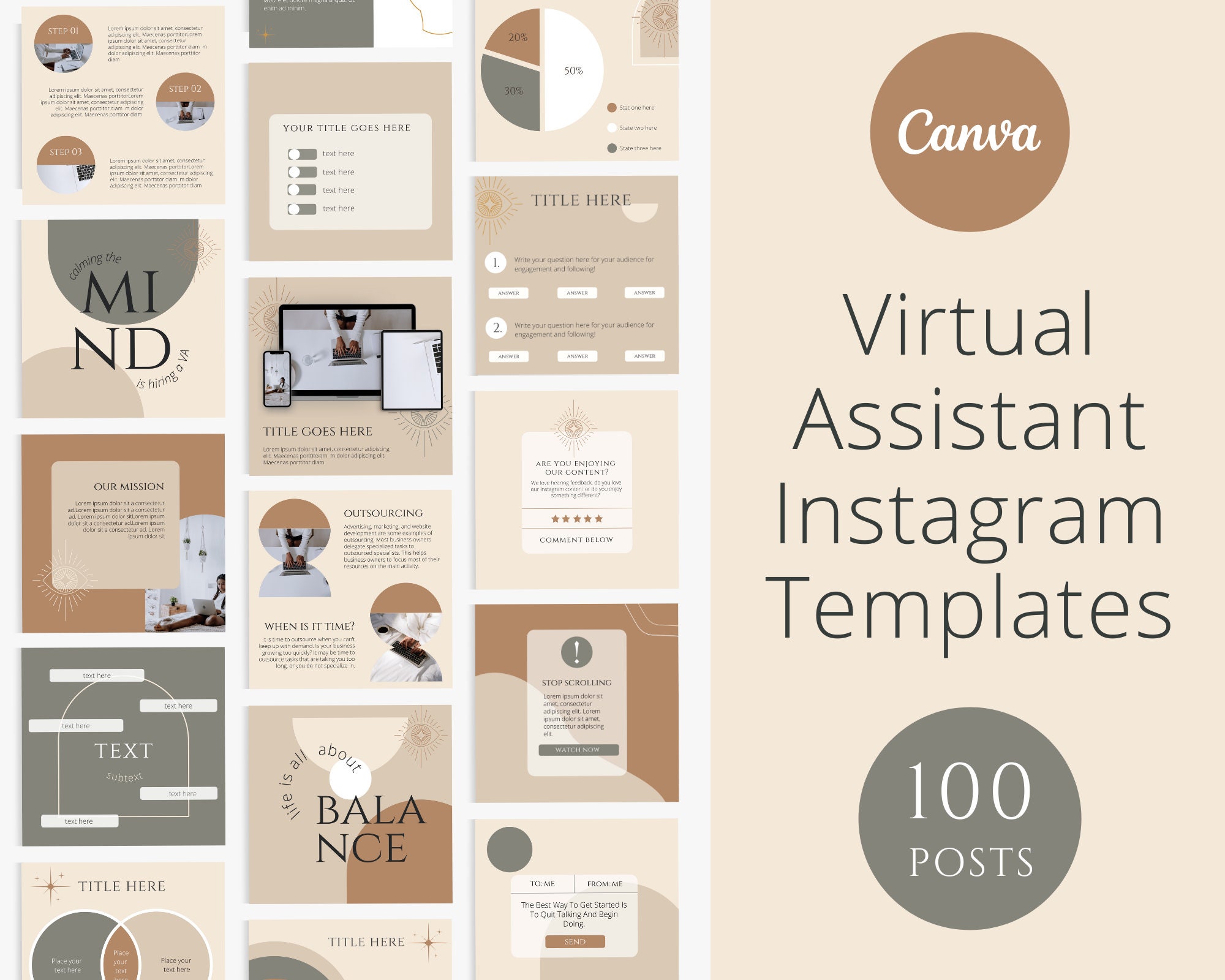 Virtual Assistant Instagram Post Templates Bundle Social - Etsy