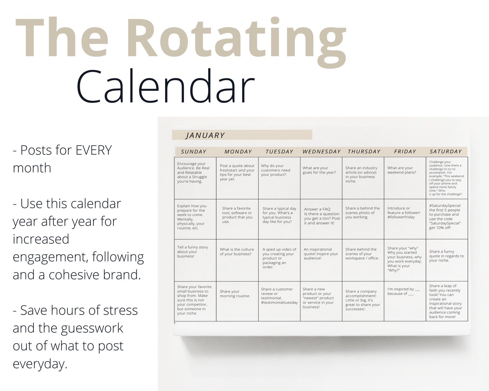 Social Media Content Calendar Social Media for Small Businesses Social ...