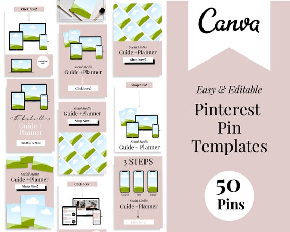Pinterest Pin Templates Pinterest Marketing Social Media | Etsy