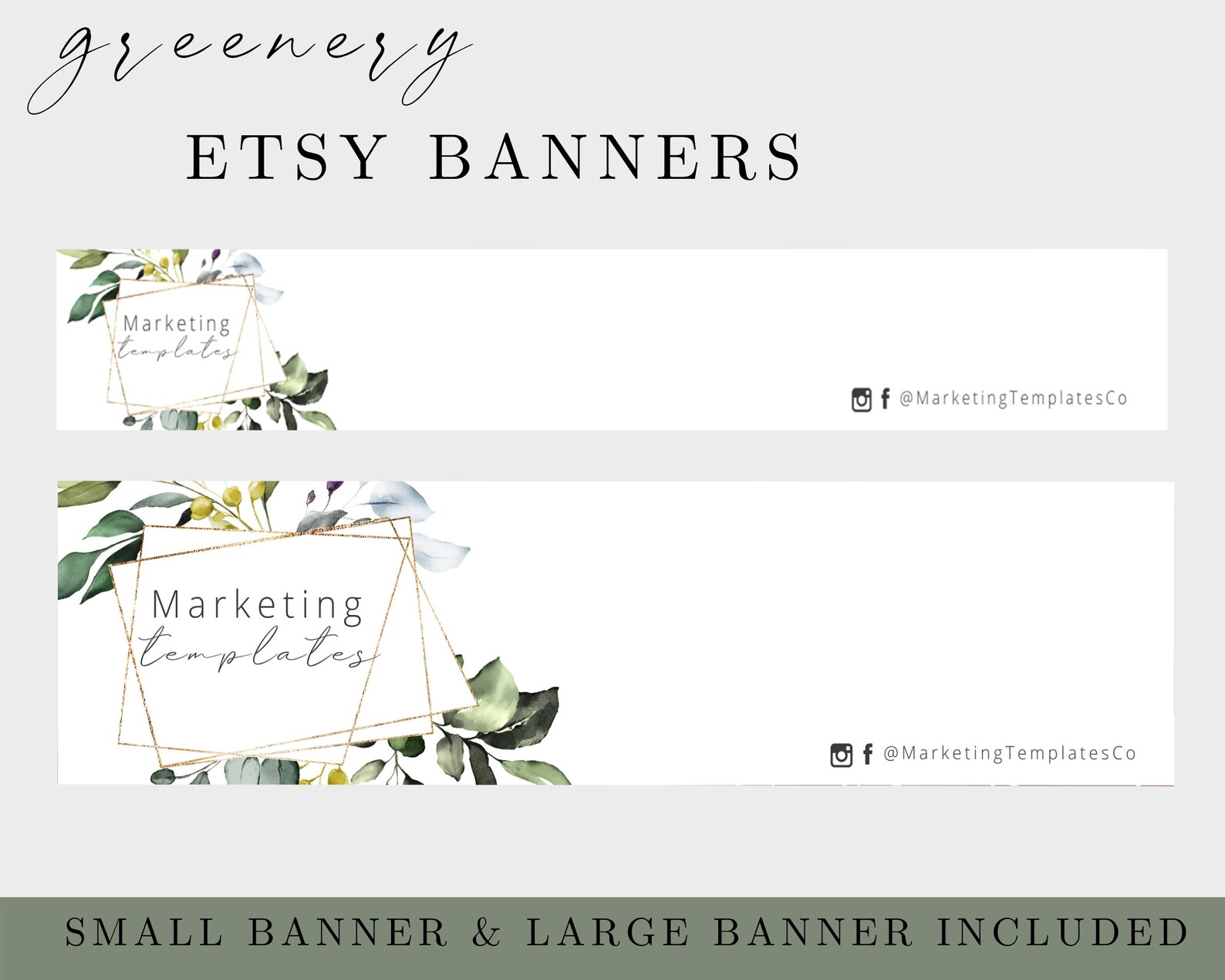 Greenery Etsy Shop Banner and Profile Icon Etsy Branding Kit | Etsy
