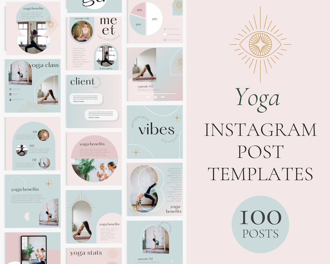 Yoga Instagram Post Templates | Wellness Social Media Posts | Social ...