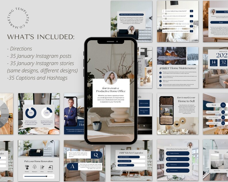January Real Estate Agent Social Media Posts With Captions - Etsy