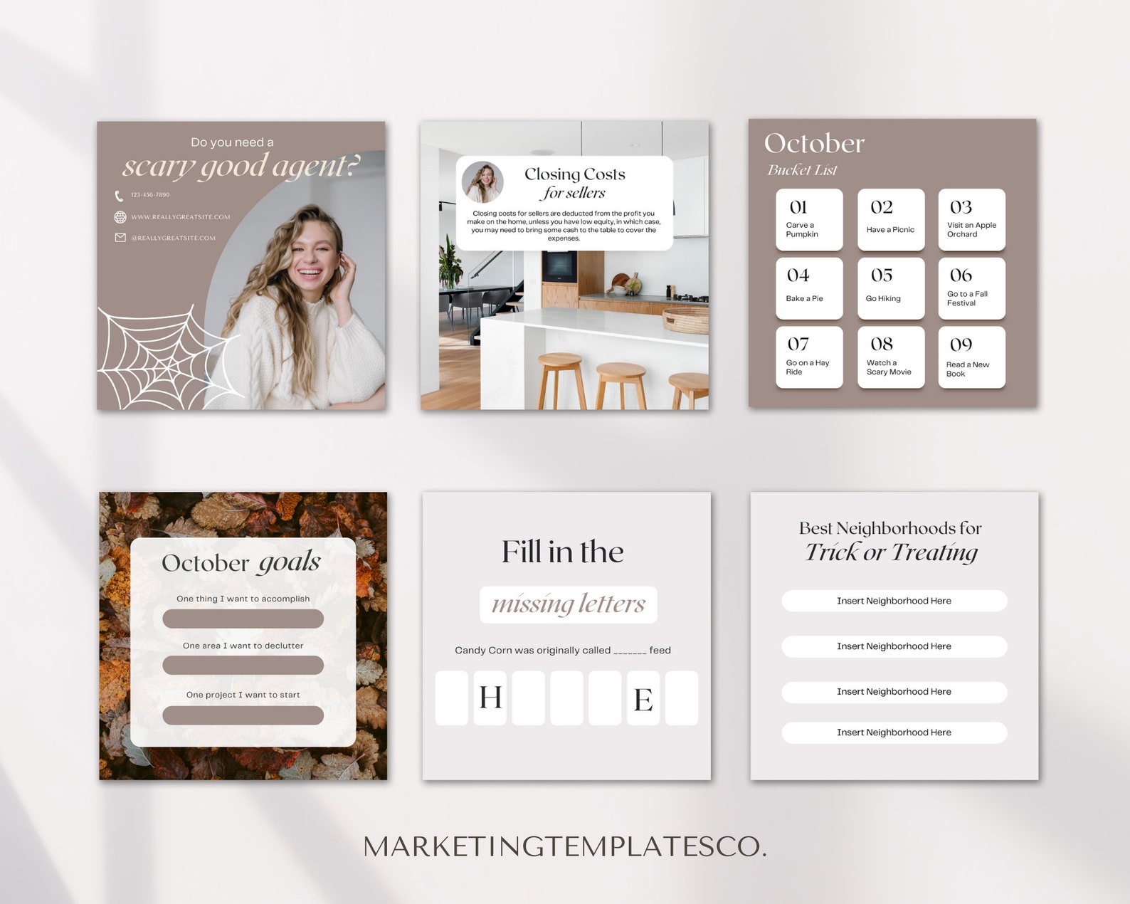 October Real Estate Agent Social Media Posts With Captions - Etsy