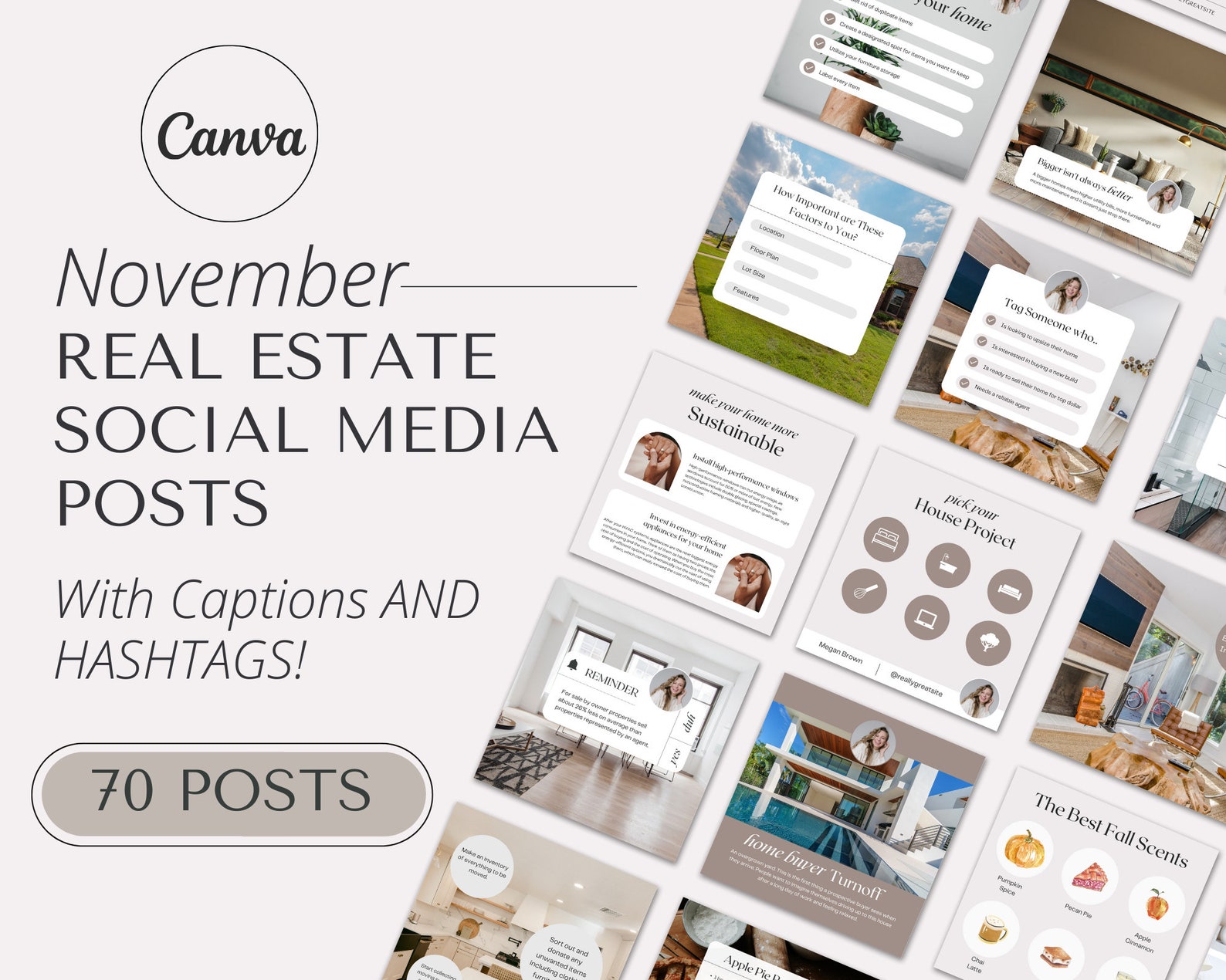 November Real Estate Agent Social Media Posts With Captions - Etsy