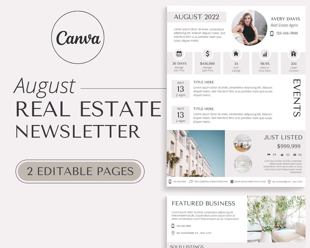 Real Estate Agent August Newsletter | Real Estate Flyer | Real Estate ...