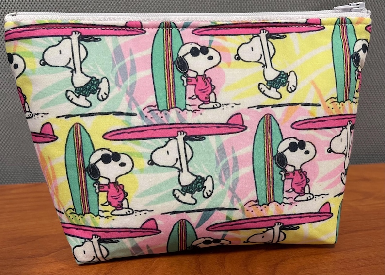 Makeup/storage Bag - Surfboards Snoopy Collage Fabric - Etsy