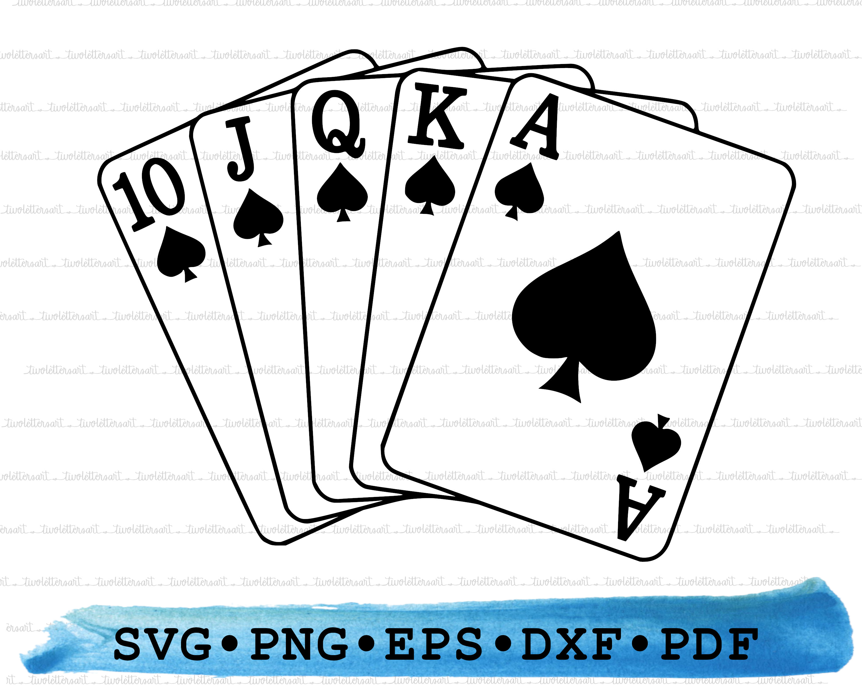 Royal Flush Spade Svg Black Jack Silhouette, Poker Cards Games Casino ...