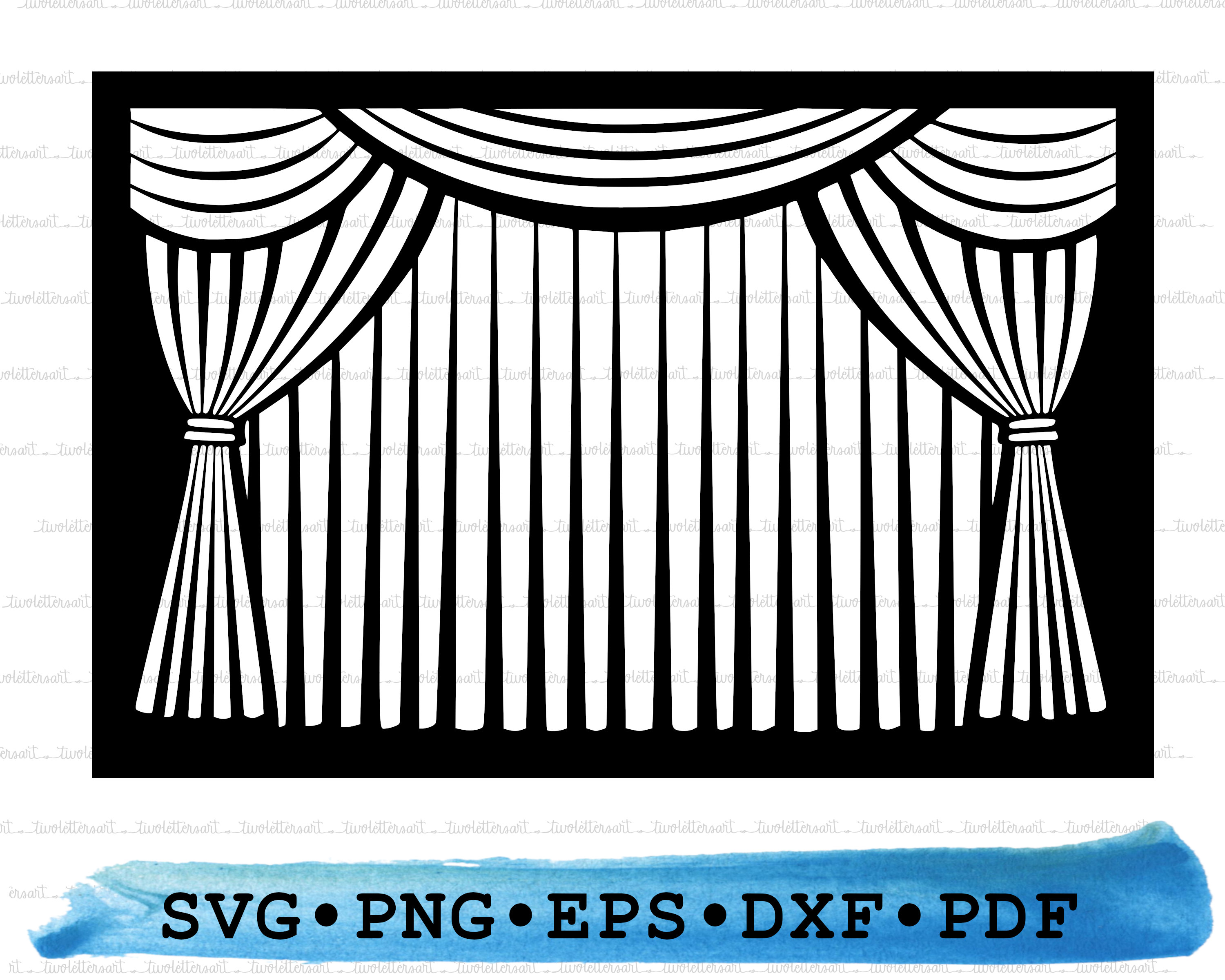 Curtain Svg, Cinema Drapes Silhouette, Theatre Play Cricut Transparent ...
