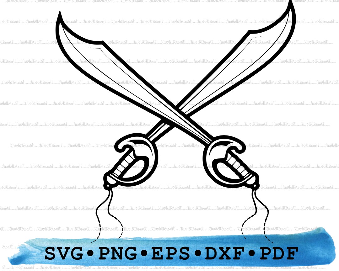 Crossed Sabres Silhouette SVG PNG DXF Pdf Eps – Pirate Sword Icon ...