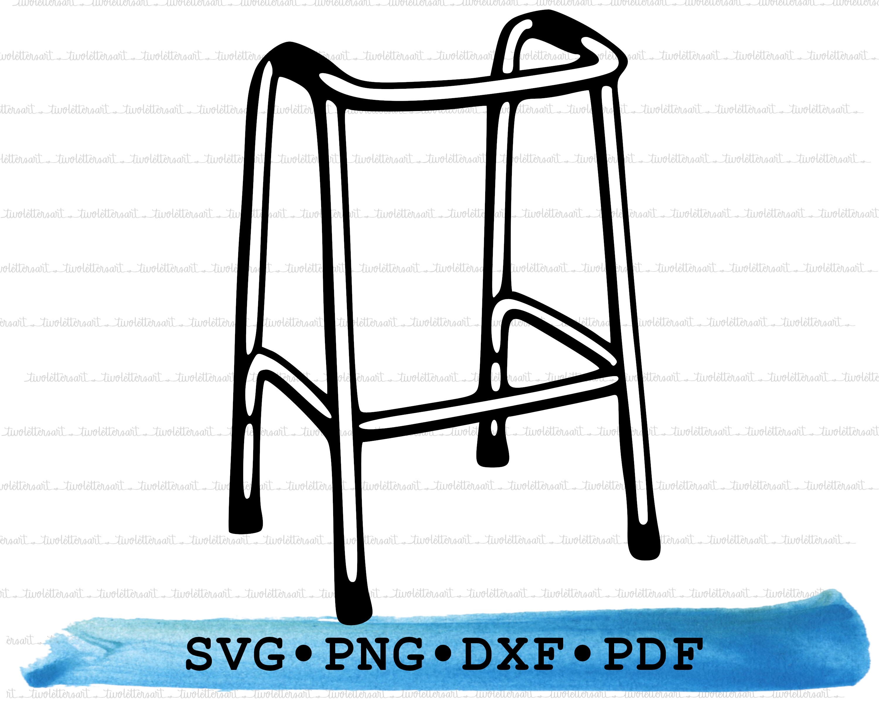 Walker Svg, Elderly Silhouette, Walking Frame Cricut Transparent ...