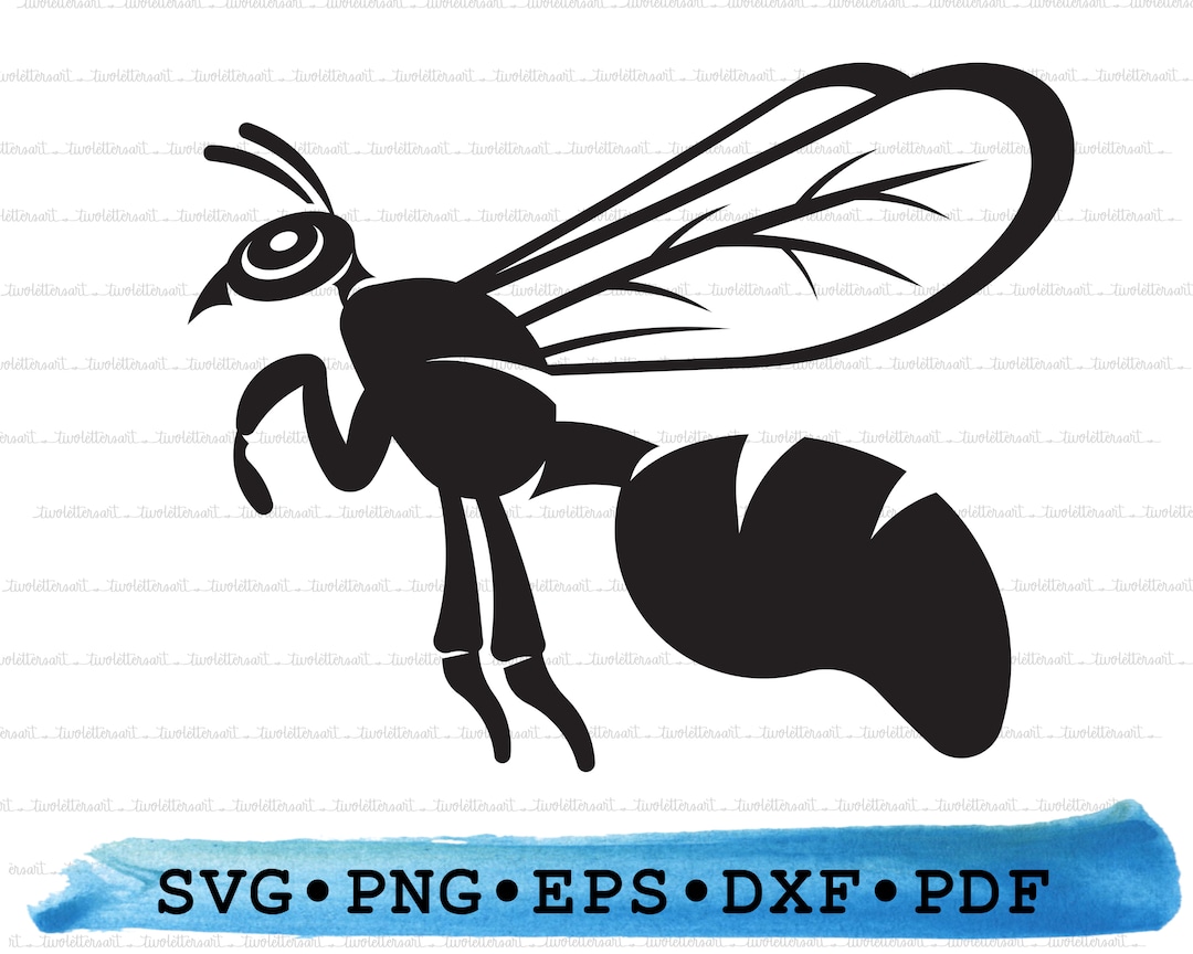 Wasp Svg Dxf Png Eps Pdf – Flying Insect Silhouette Cut File Cricut ...