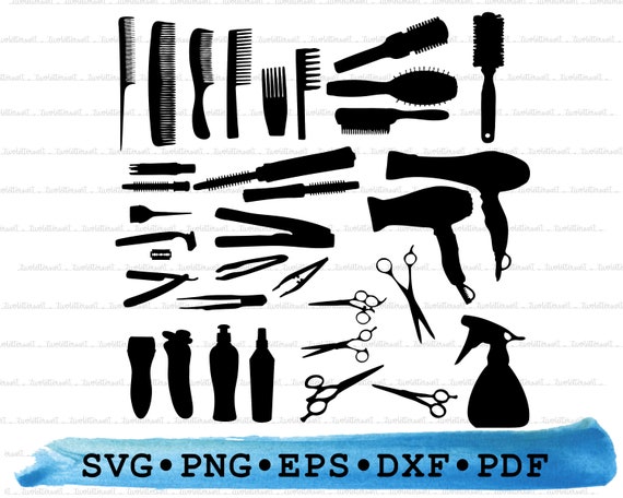 Hair Tools Accessories Bundle Svg Hairdresser Silhouette - Etsy