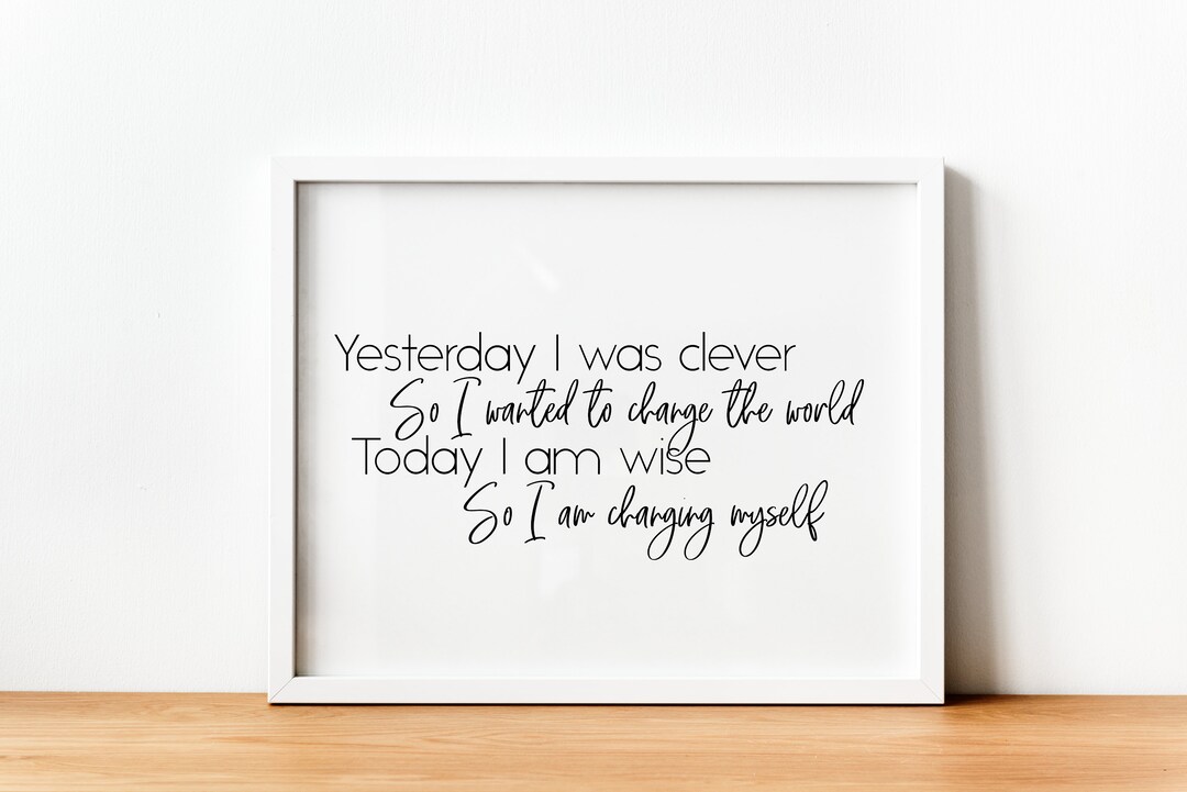 Yesterday I Was Clever, Rumi Quote, Rumi Wall Art, Printable Wall Art ...