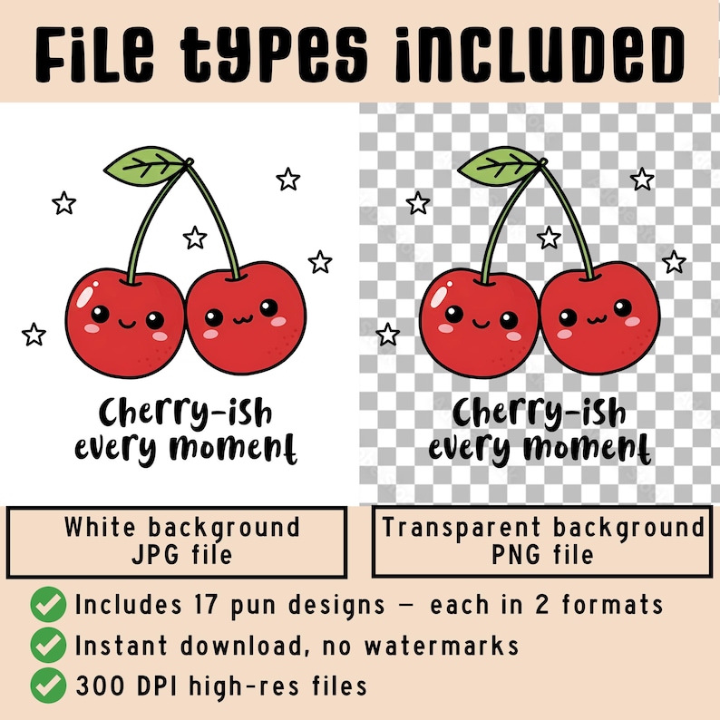 Motivational Fruit Pun Clipart Bundle – Kawaii Printable Pngs for ...