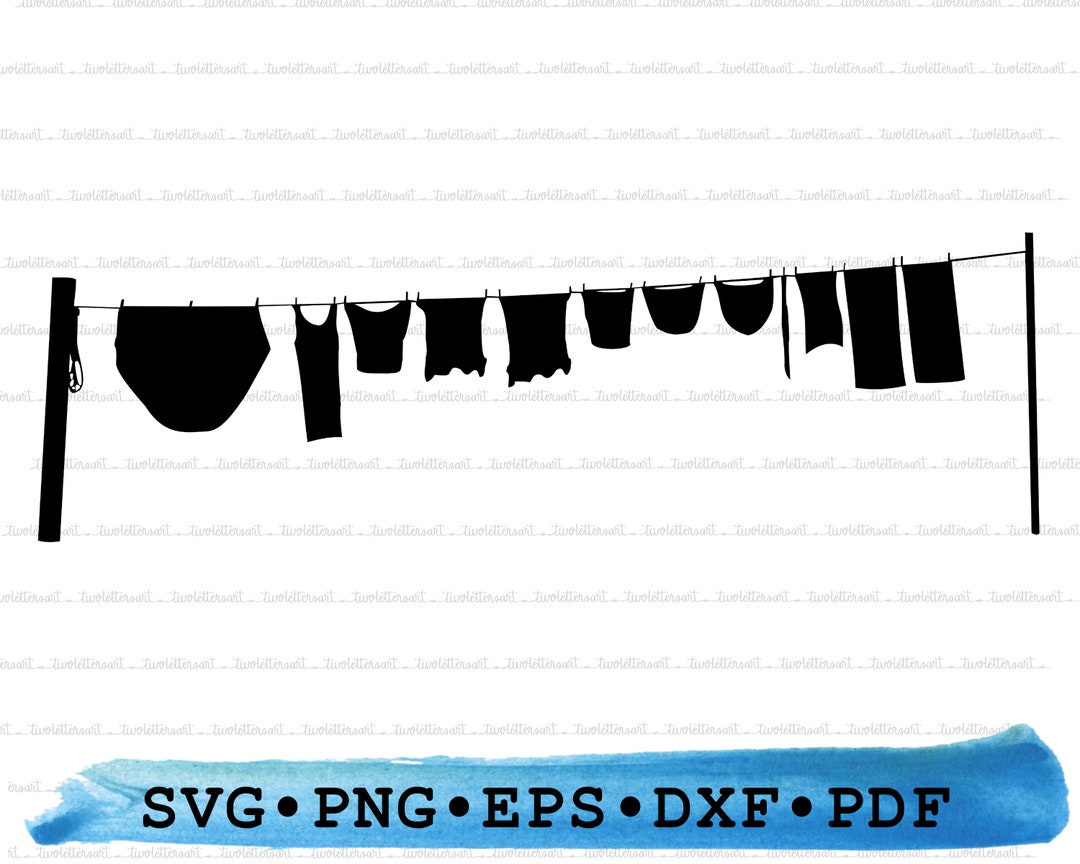 Clothesline Svg, Washing Line Laundry Hanging Clothes Silhouette ...