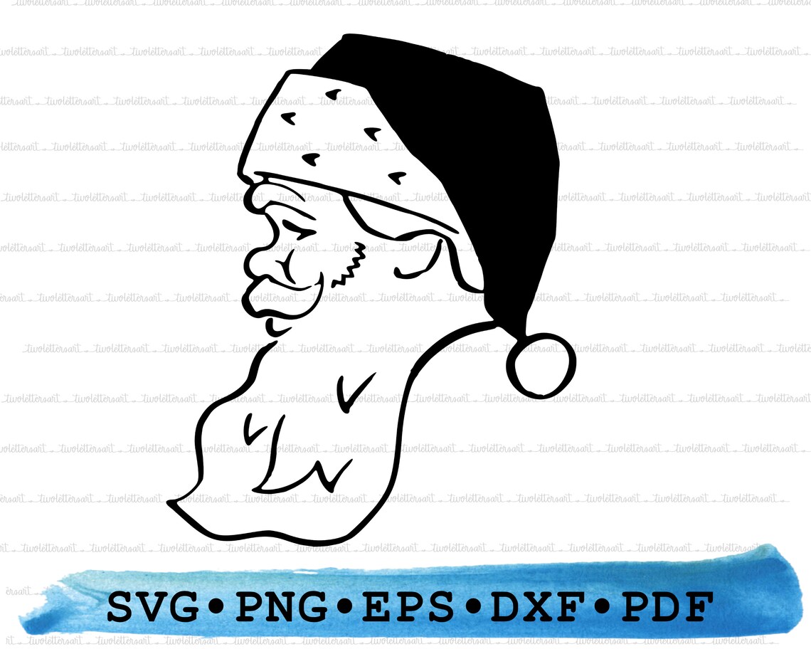 Santa Profile Silhouette, Santa Profile Svg, Cricut, Santa Claus Svg ...