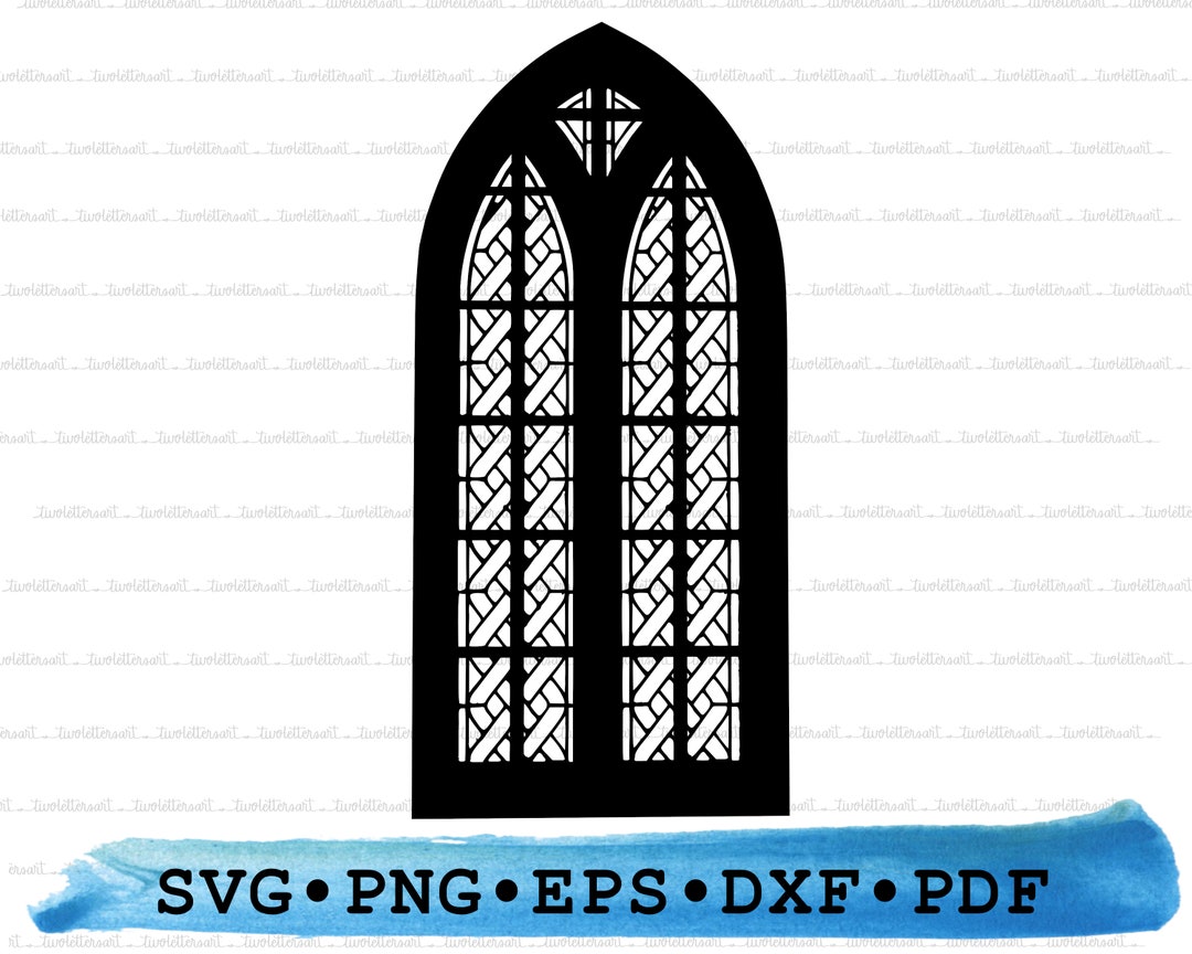 Arched Window Svg, Stained Glass Cathedral Church Window Silhouette ...