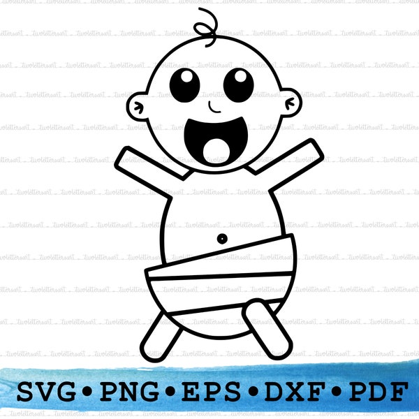 Baby in nappy svg - Etsy Nederland