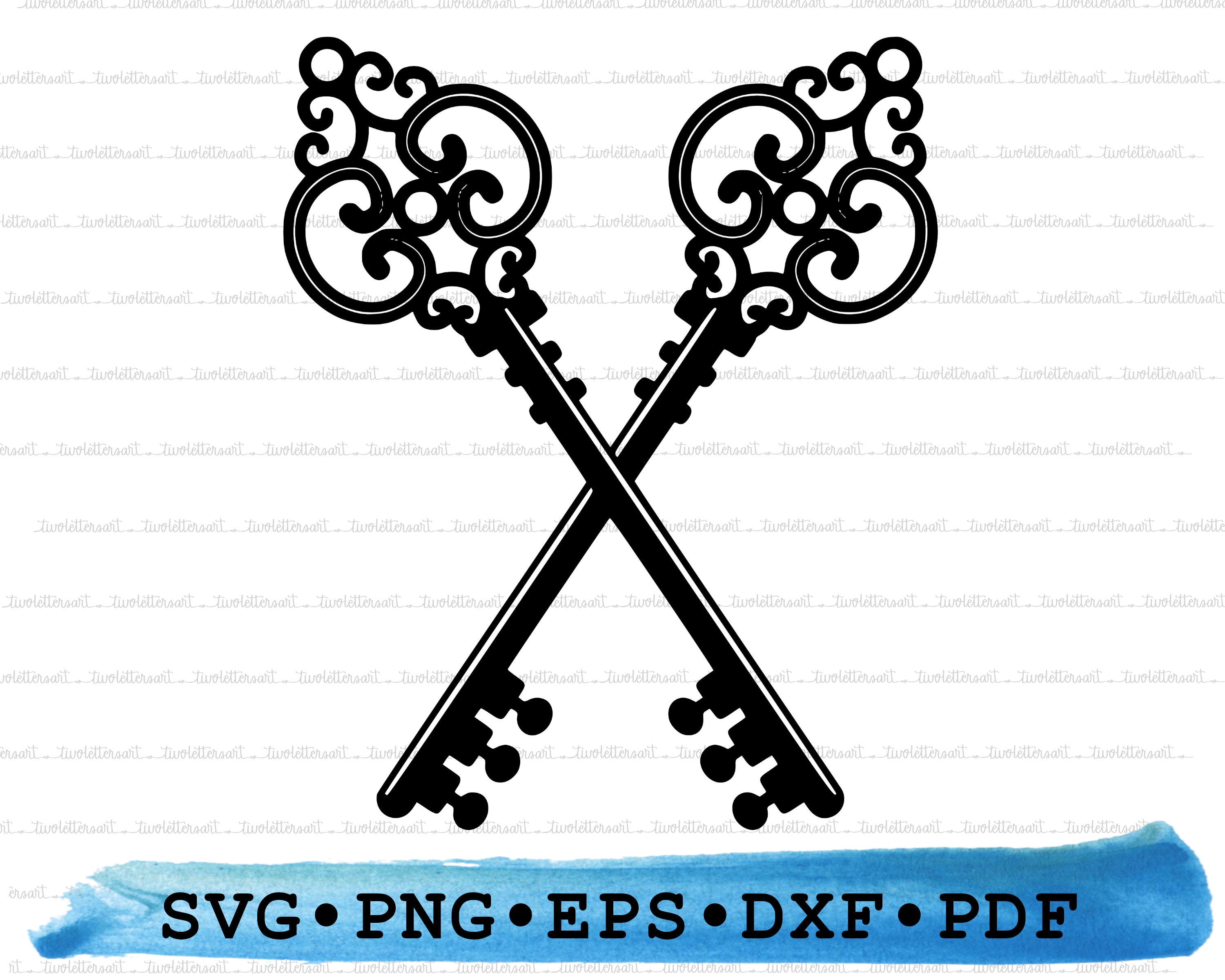 Vintage Keys Silhouette, Old Keys Svg, Antique Skeleton Crossed Cricut ...