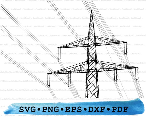 Powerlines Svg Tower Poles Silhouette Cable Cricut | Etsy