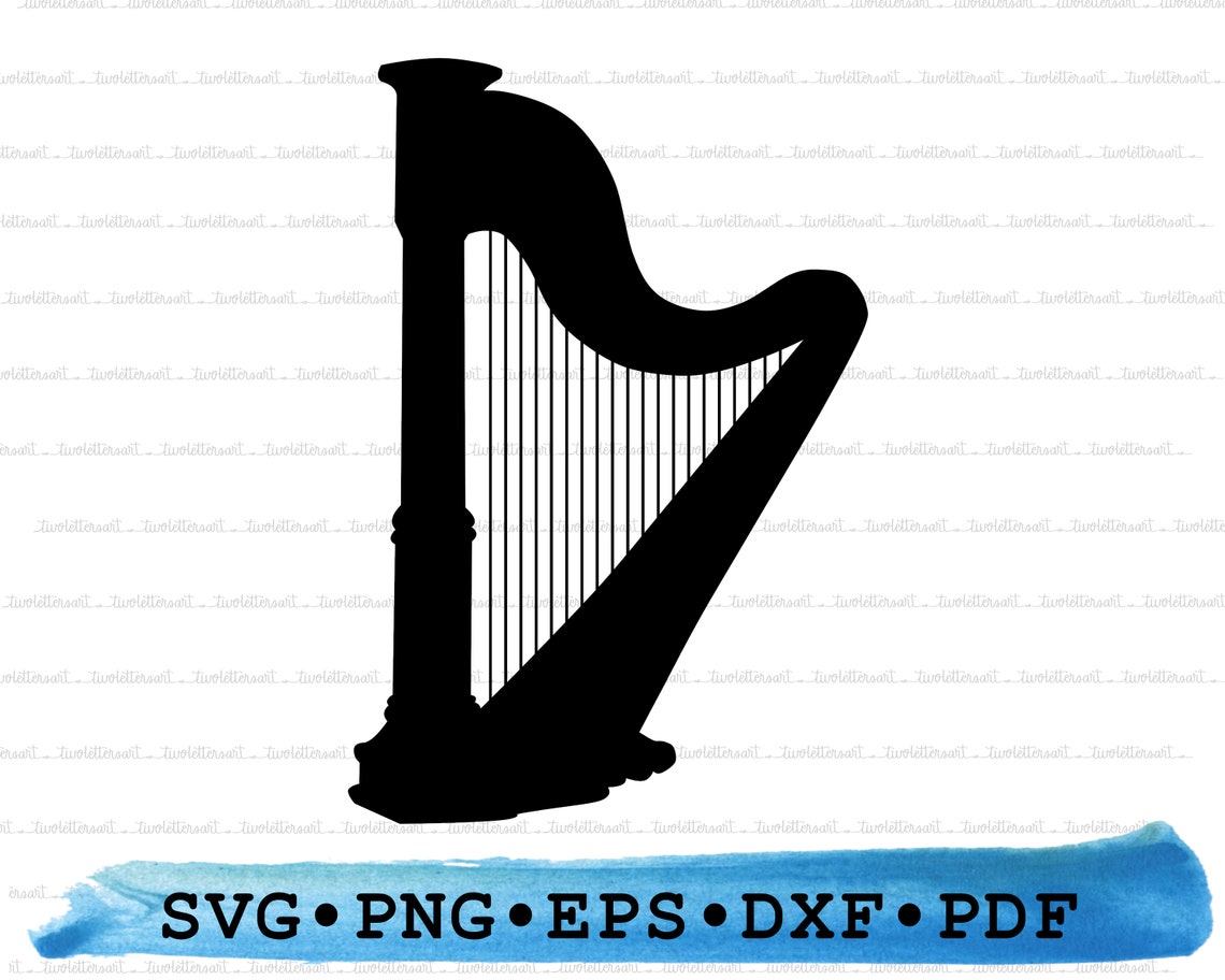Silueta del arpa Arpa Svg Arpa png Archivo de corte de - Etsy México