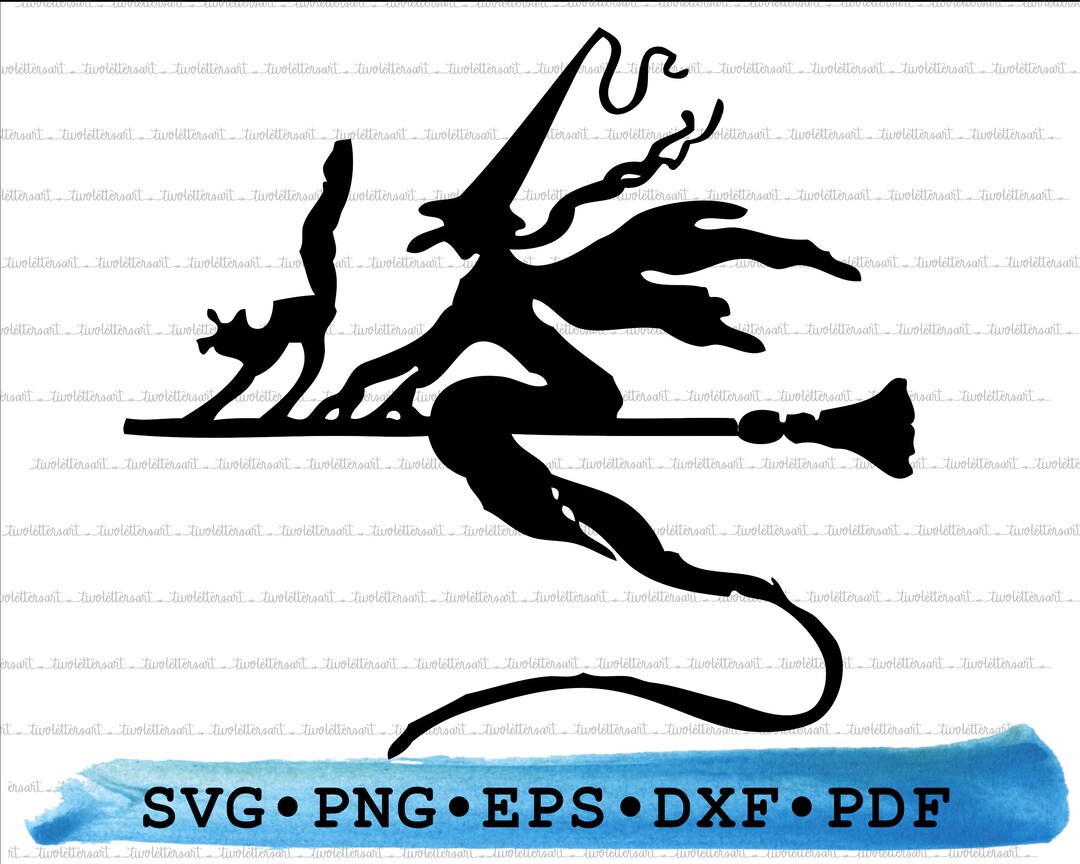 Cat Witch on Broom SVG, Flying Witch SVG, Halloween Clipart, Files for ...