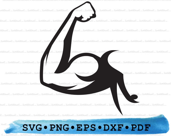 Muscular Arm SVG - Bicep Flex Strength Body Building Fitness Printable ...