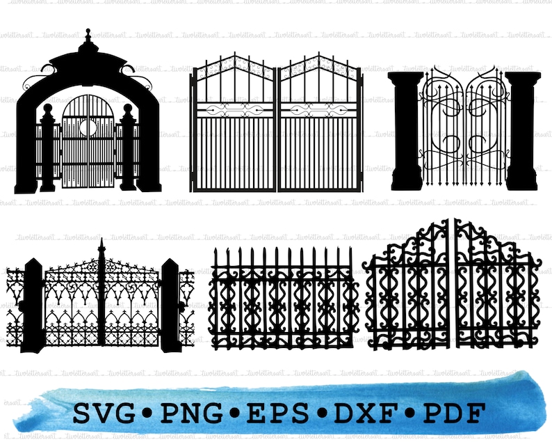 Wrought Iron Gate Svg Bundle Silhouette Forged Vintage Metal - Etsy