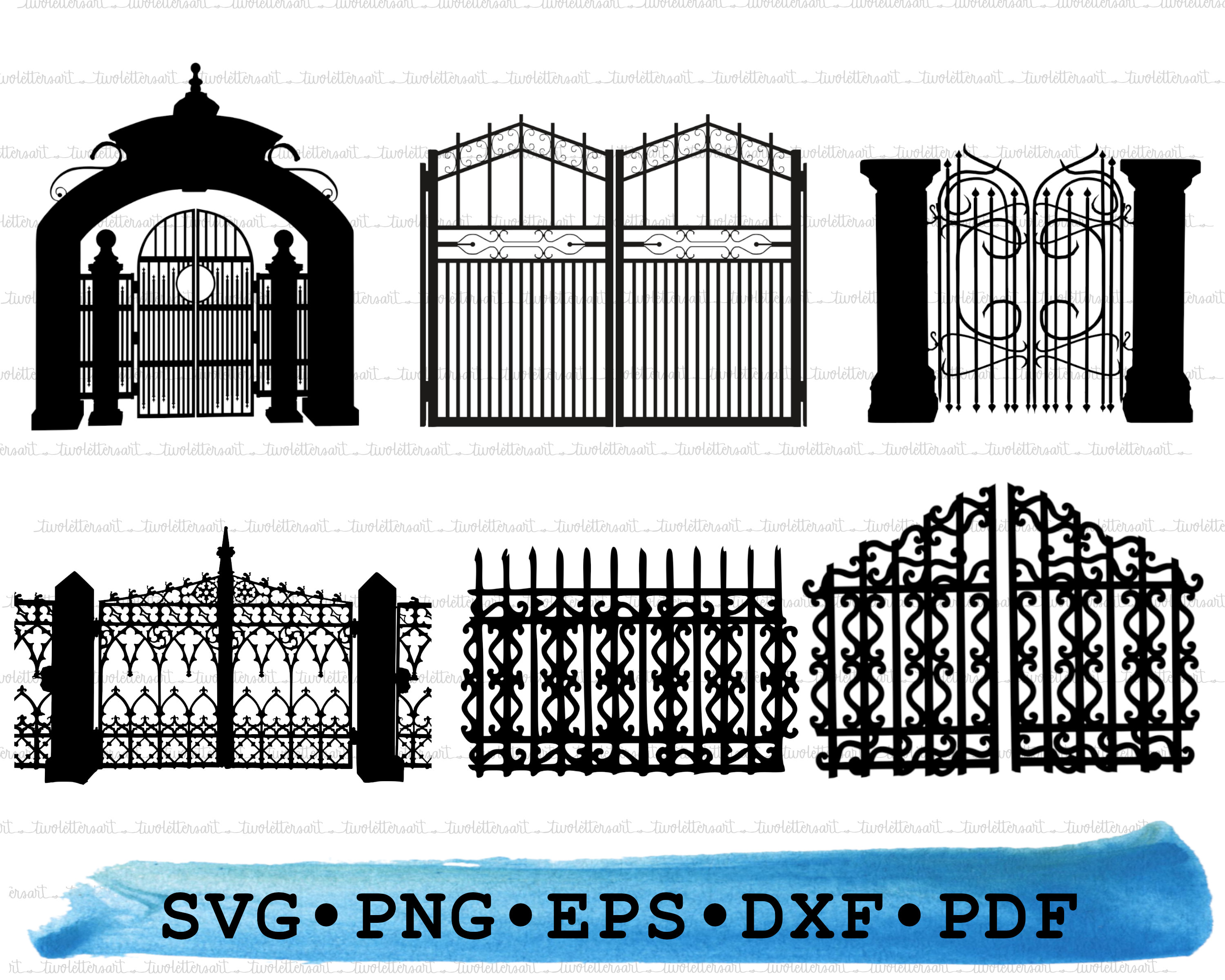 Wrought Iron Gate Svg Bundle Silhouette Forged Vintage Metal | Etsy
