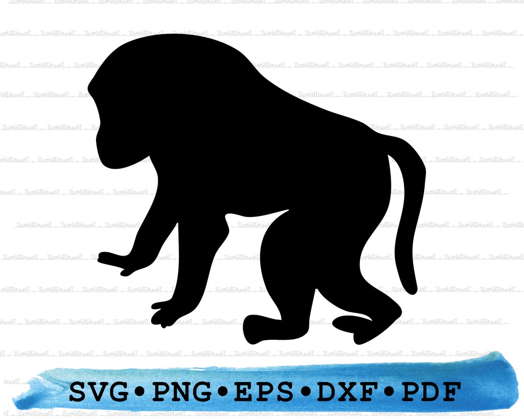 Baboon SVG DXF PNG Eps Pdf – Primate Silhouette Cut File for Cricut ...