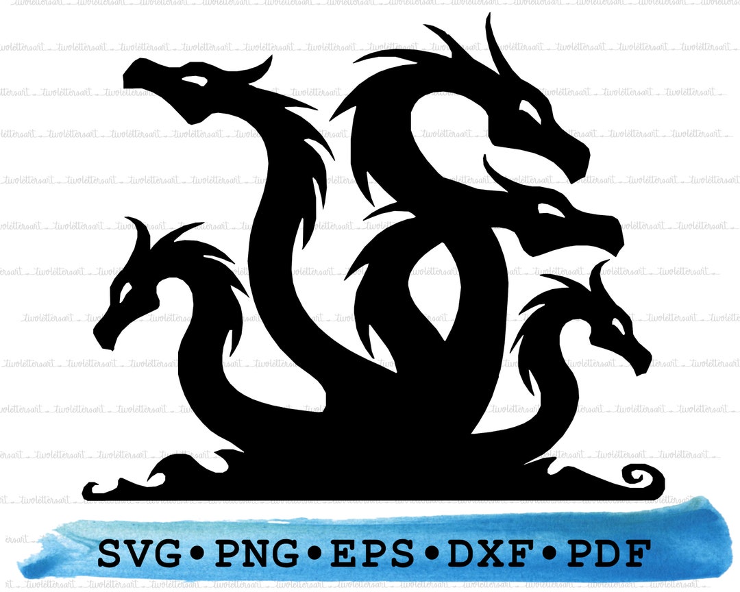 Hydra Svg, Dragon Silhouette, Sea Monster Creature Heads Cricut ...