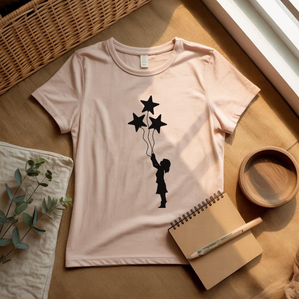 Girl Holding Balloon Svg Stars Silhouette, Dreamer Girls Bedroom Sweet ...