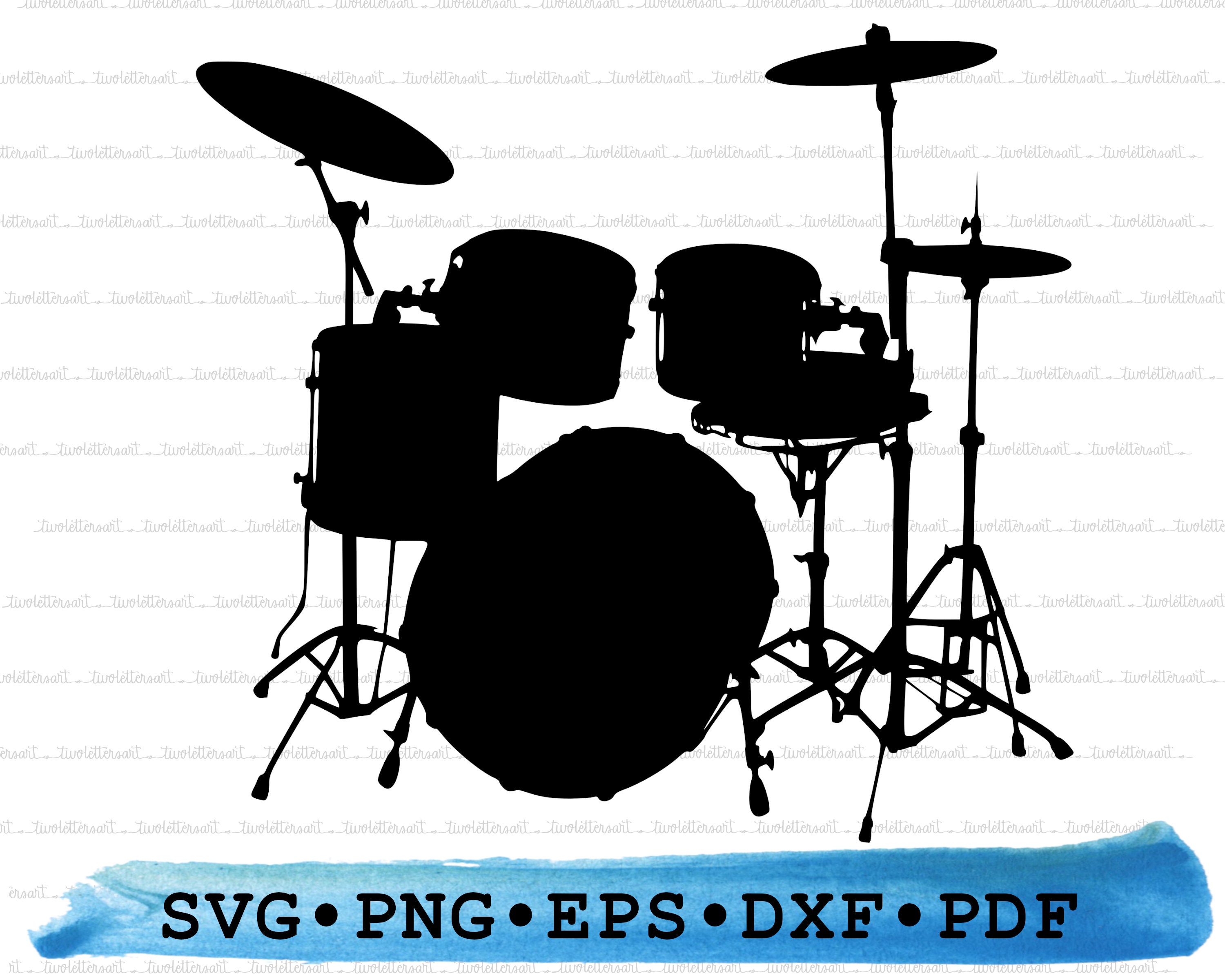 Drums Svg, Drummer Silhouette, Drumset Band Musician Cricut Transparent ...