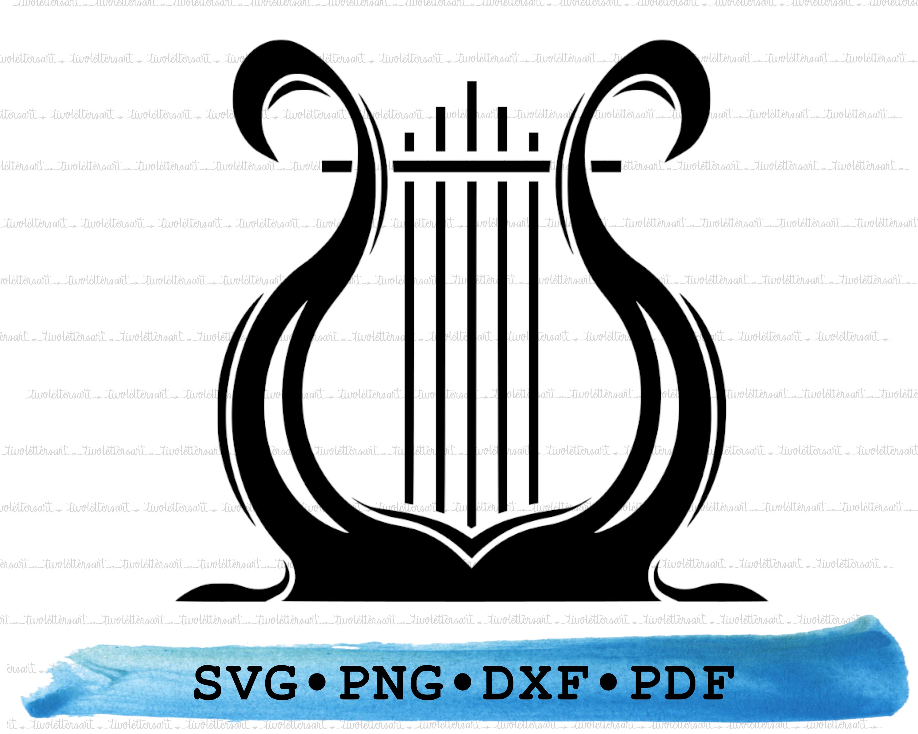 Lyre Svg, Harp Silhouette, Musical String Instrument Music Cricut ...