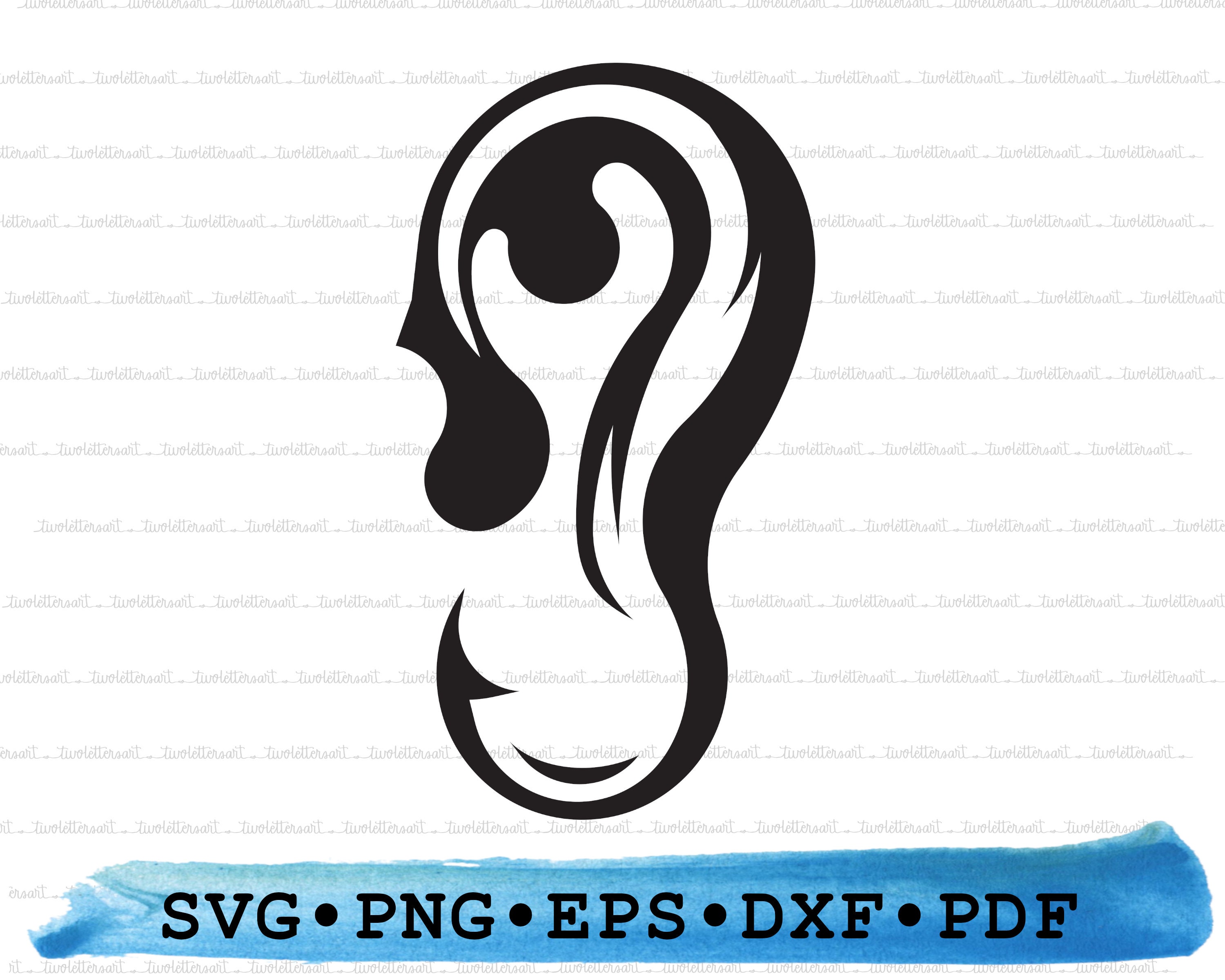 Human Ear Silhouette SVG PNG DXF Pdf Eps – Anatomy Clipart for Cricut ...