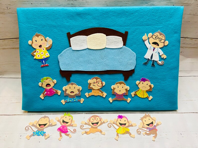 5 Little Monkeys Jumping on the Bed Felt Set Flannel Board - Etsy
