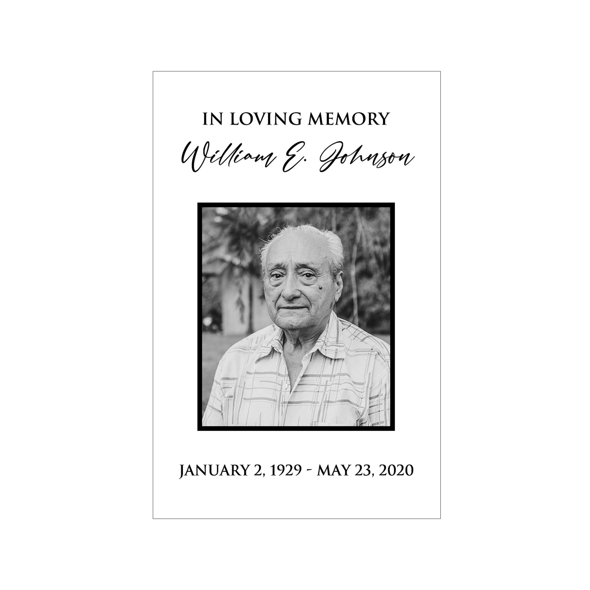 Sweet and Simple Memorial Cards Funeral Cards Sympathy Cards Black and ...